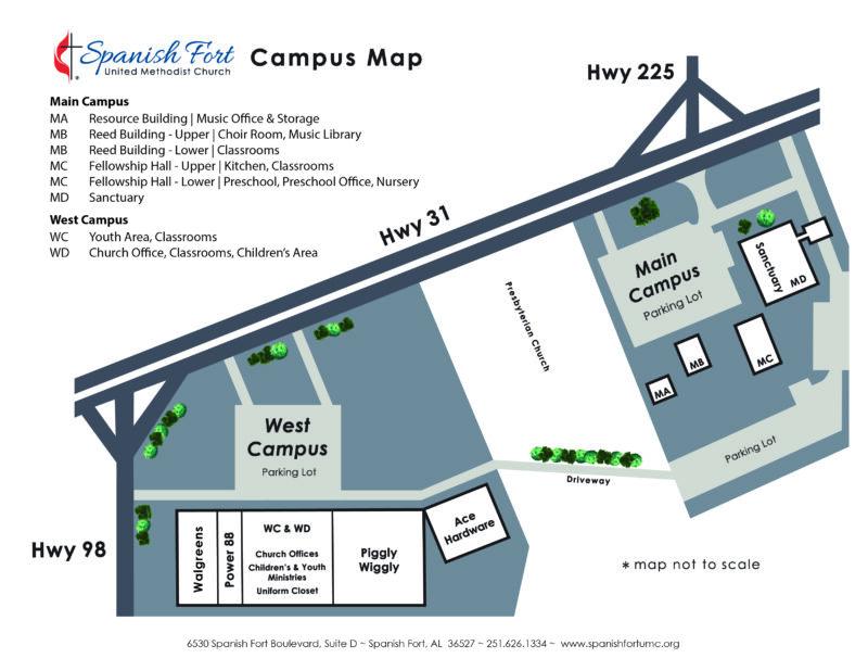 Map – Both Campuses – Bldgs Map – Spanish Fort United Methodist Church