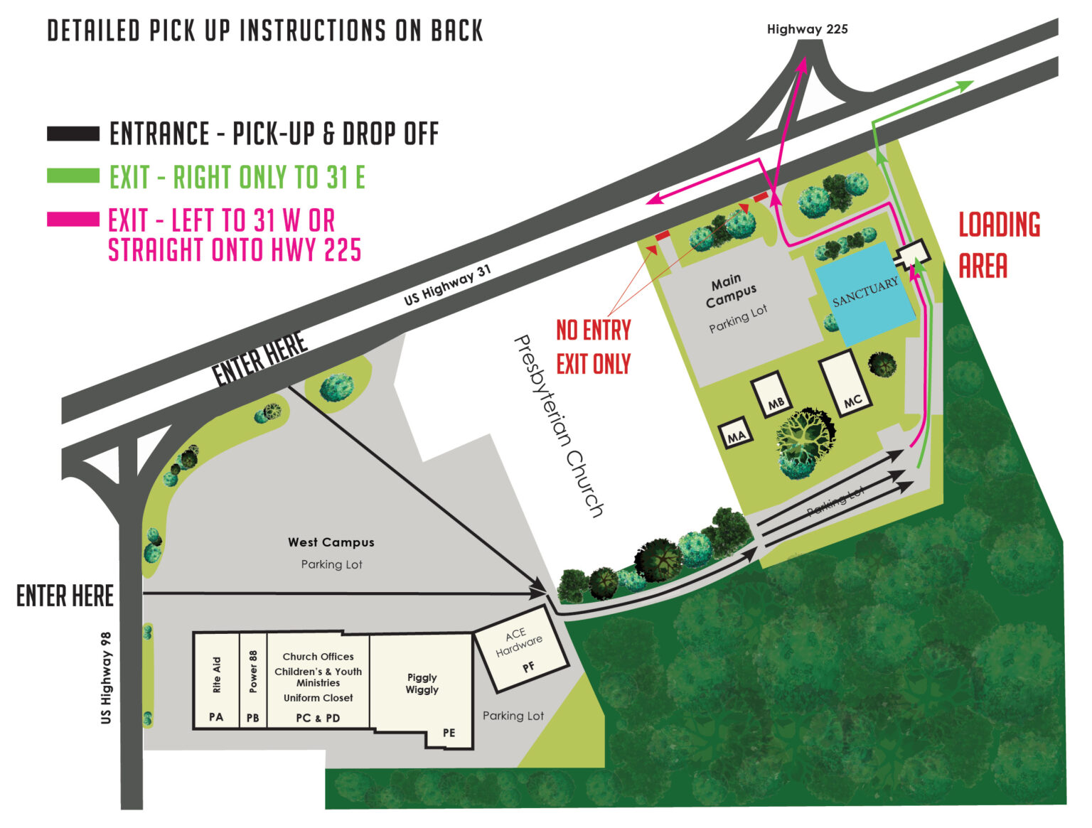 VBS – Car Line Map – Spanish Fort United Methodist Church